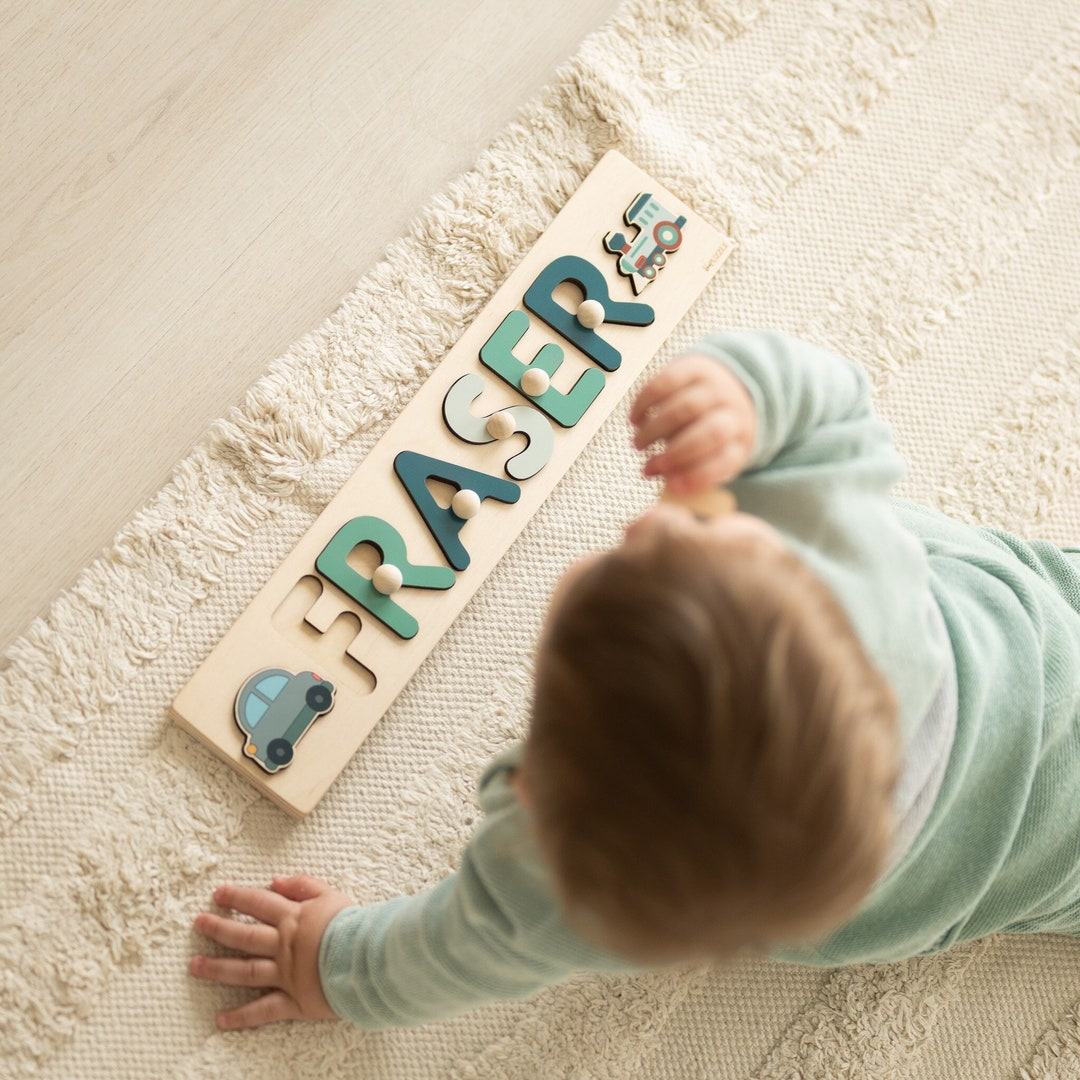 Personalized Baby Name Puzzle With Pegs, Montessorri Puzzle for 1 Year ...