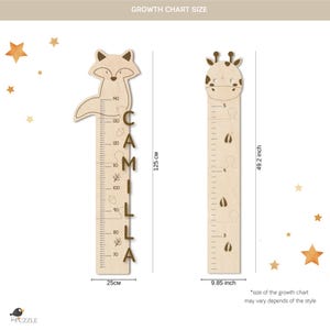 Giraffe Wooden Growth Chart Safari Nursery Decor Height Ruler Kids ...