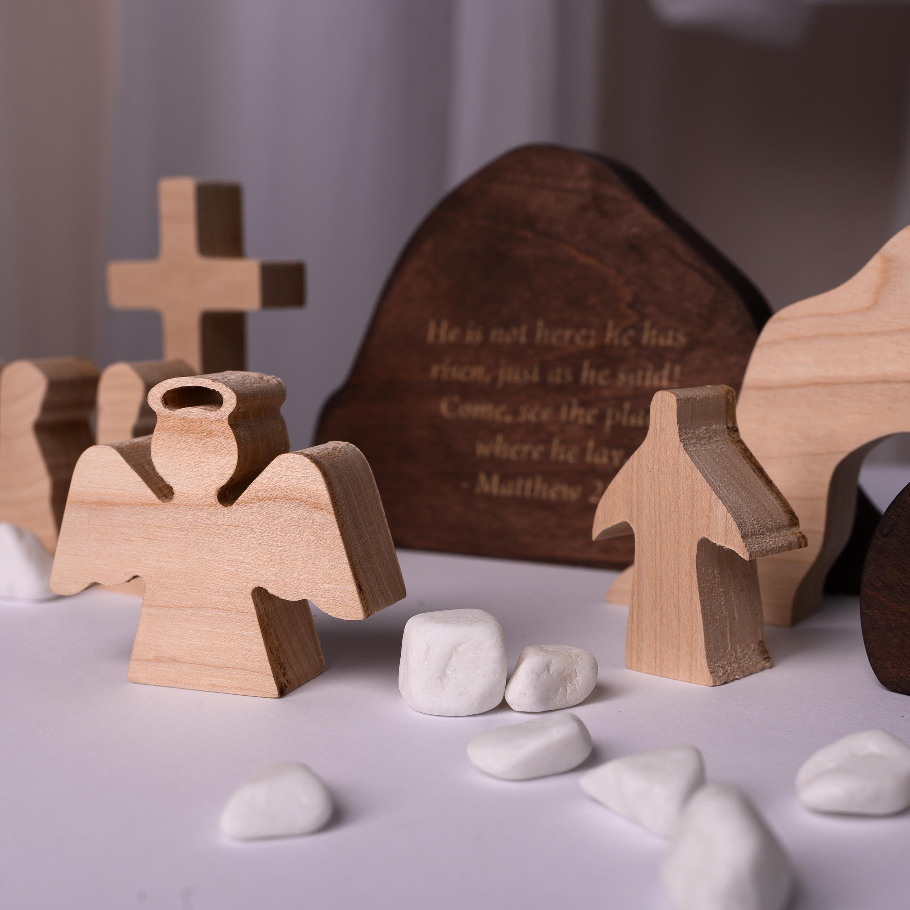 Wooden Nativity Scene, Easter Resurrection Set, Religious Decor, Easter ...