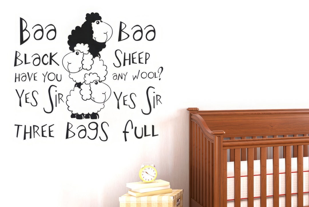 Nursery Rhyme Baa Baa Black Sheep Have Wool Wall Stickers Vinyl Art ...
