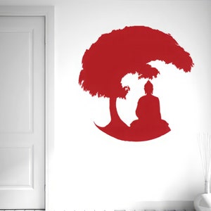 Gautama Buddha Under Bonsai Tree Wall Stickers Vinyl Art Decals - Etsy
