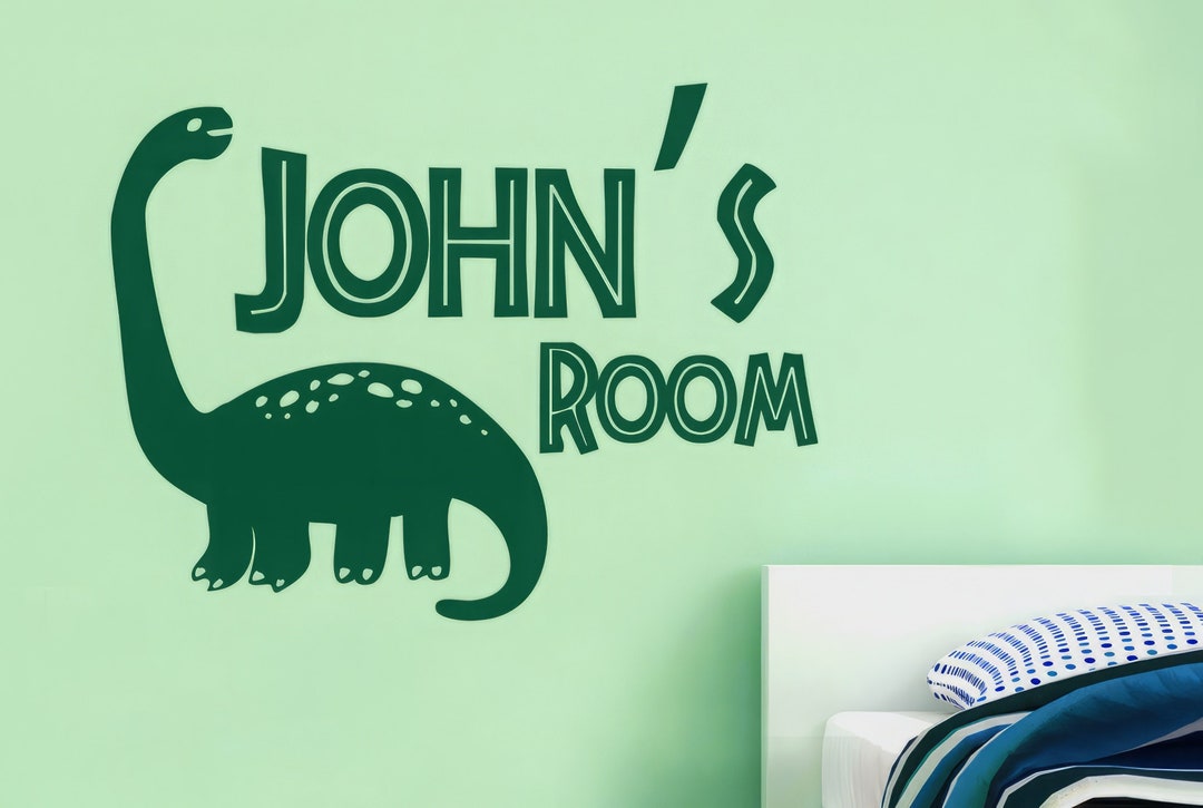 Personalised Brachiosaurus Dinosaur Kid Room Sign Wall Stickers Vinyl ...