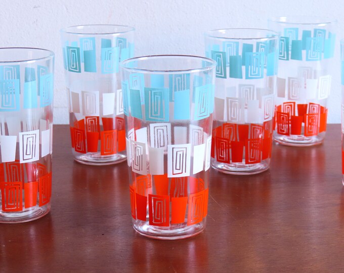 1960s Mid Century Atomic Design Glasses - Vintage - Set of 6 - Etsy