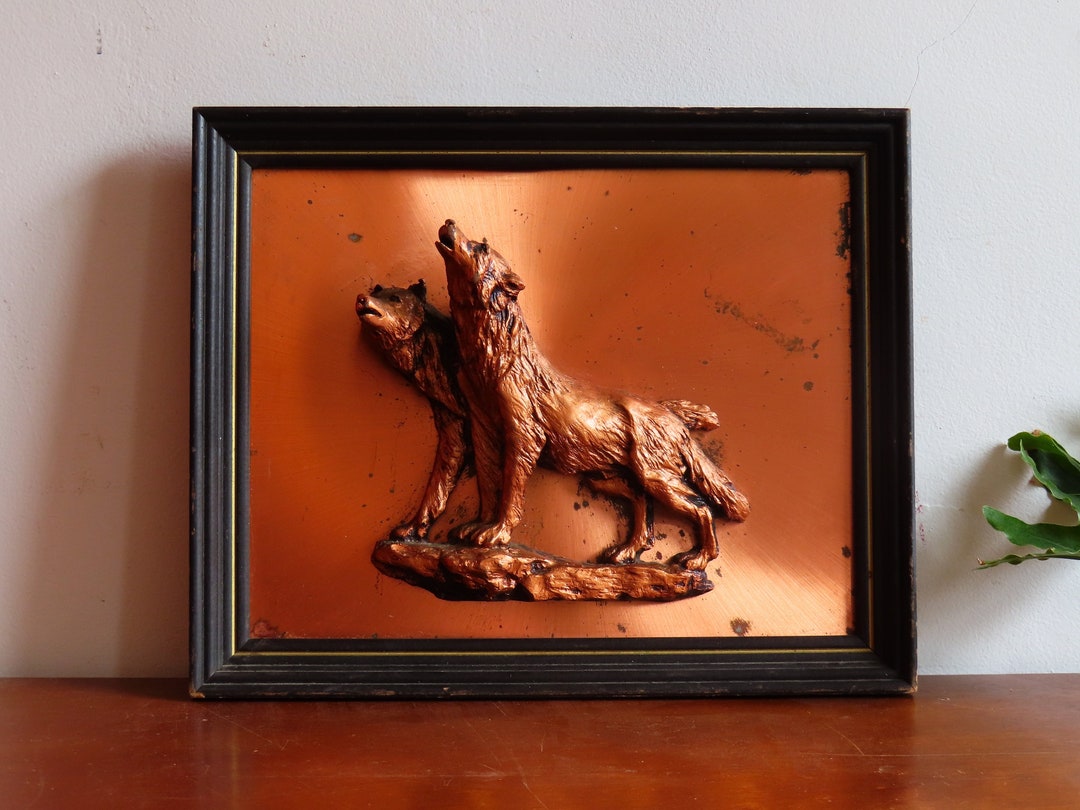 3D Copper Howling Wolves Wall Art - 1970s - Etsy