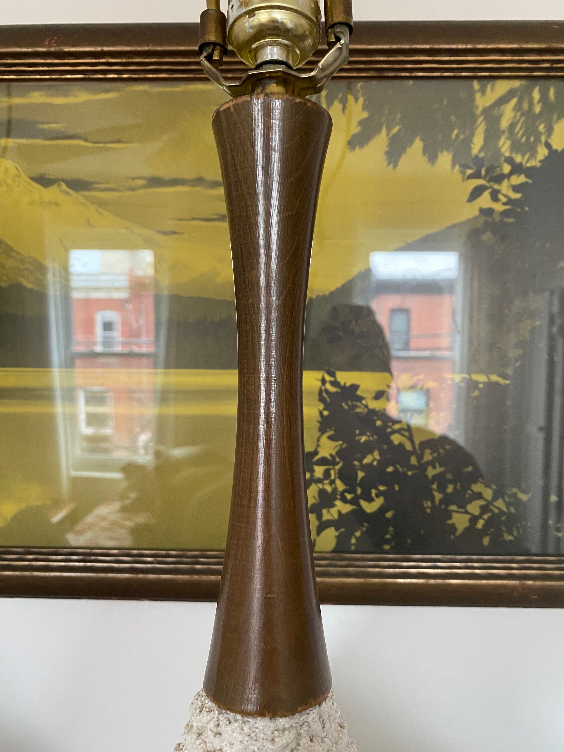 Mid Century Modern Ceramic and Teak Popcorn Textured Lamps Danish 1960s ...