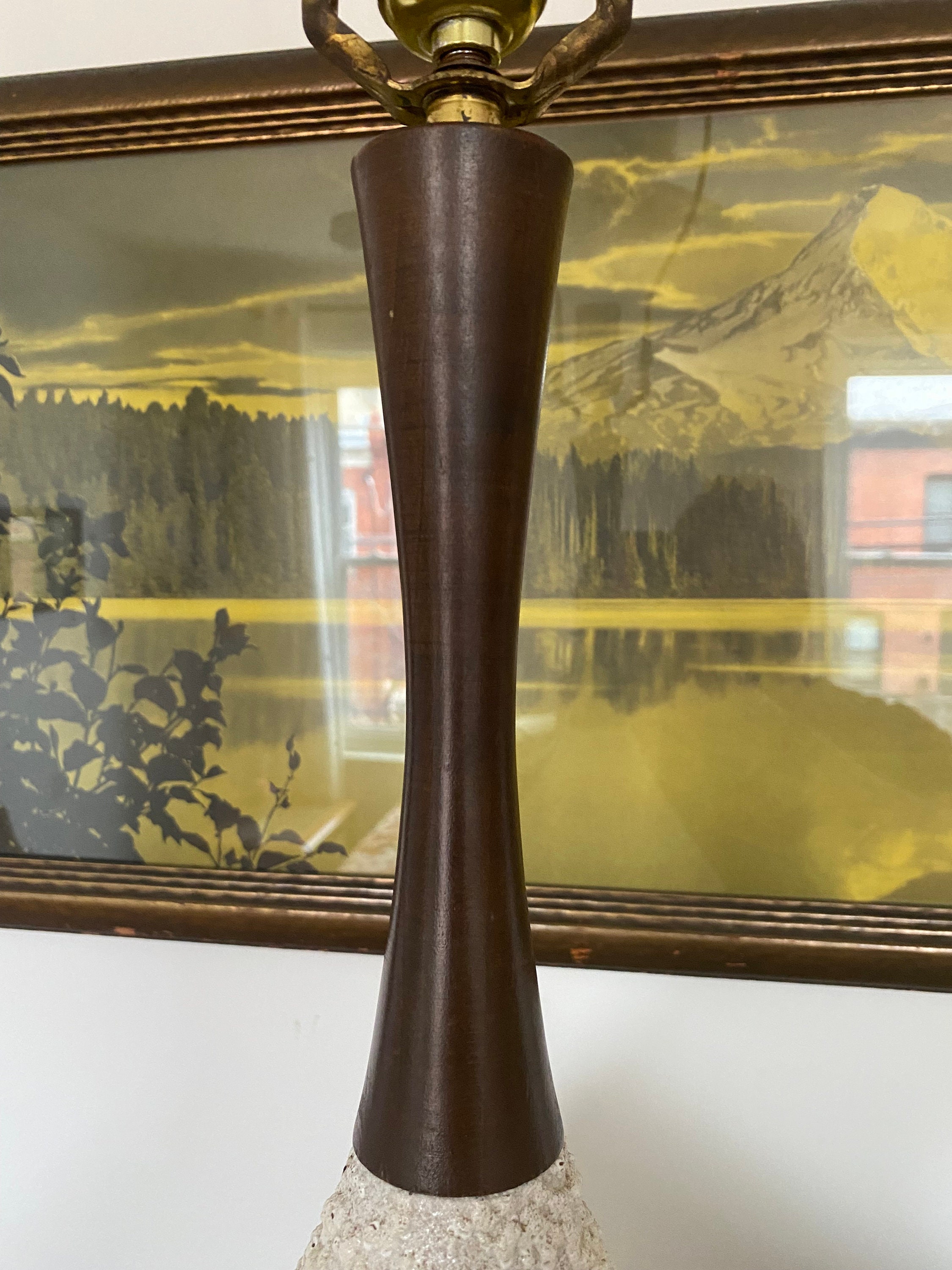 Mid Century Modern Ceramic and Teak Popcorn Textured Lamps Danish 1960s ...