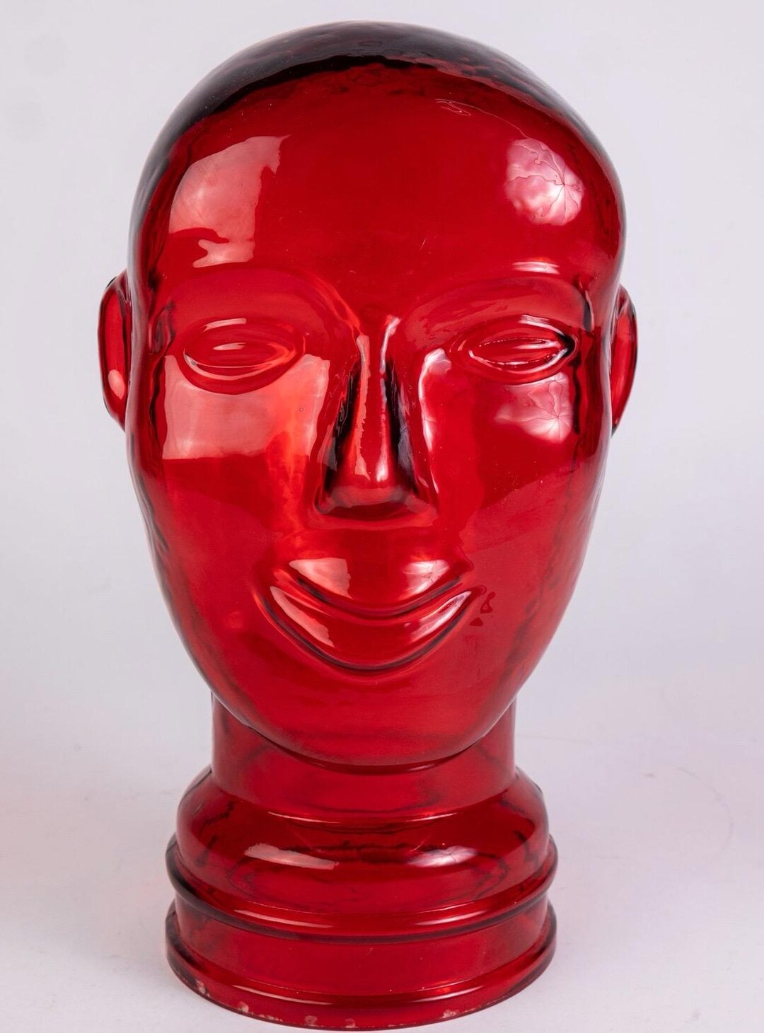 1970s Glass Mannequin Head - Ruby Red - Vintage - Etsy