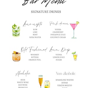 Modern Bar Menu Template | Digital Bar Menu Template for Wedding ...