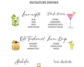 Modern Bar Menu Template | Digital Bar Menu Template for Wedding ...