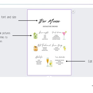 Modern Bar Menu Template | Digital Bar Menu Template for Wedding ...