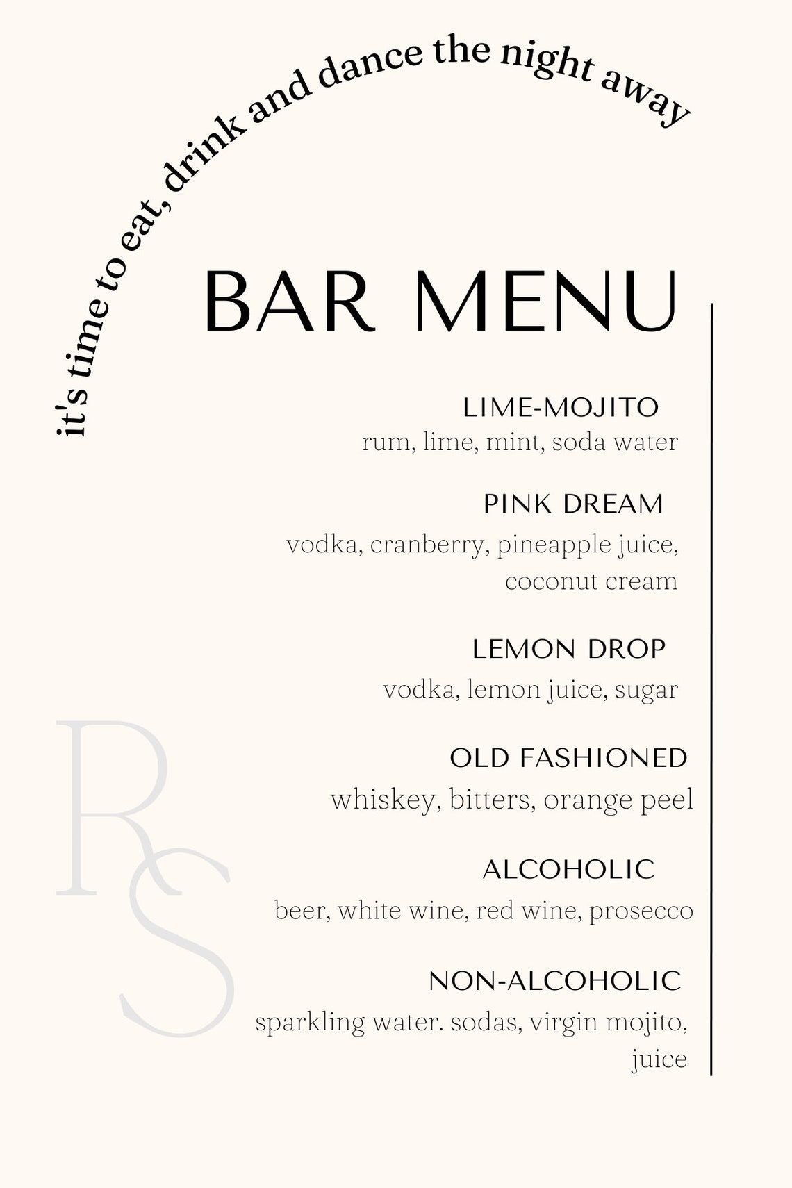 Modern Bar Menu Template | Digital Bar Menu Template for Wedding ...