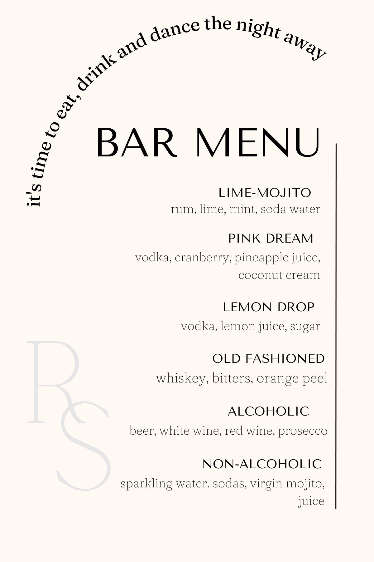 Modern Bar Menu Template | Digital Bar Menu Template for Wedding ...