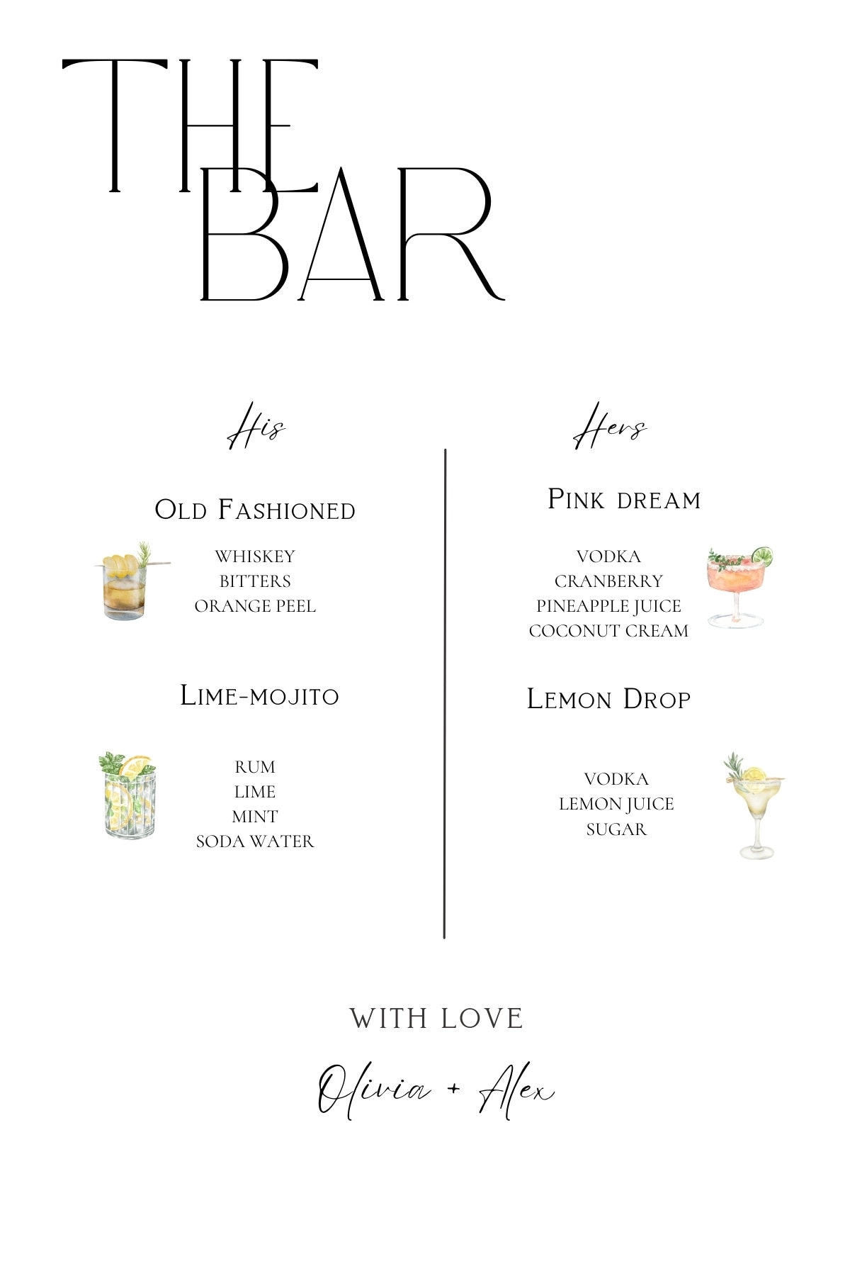 Modern Bar Menu Template | Digital Bar Menu Template for Wedding ...