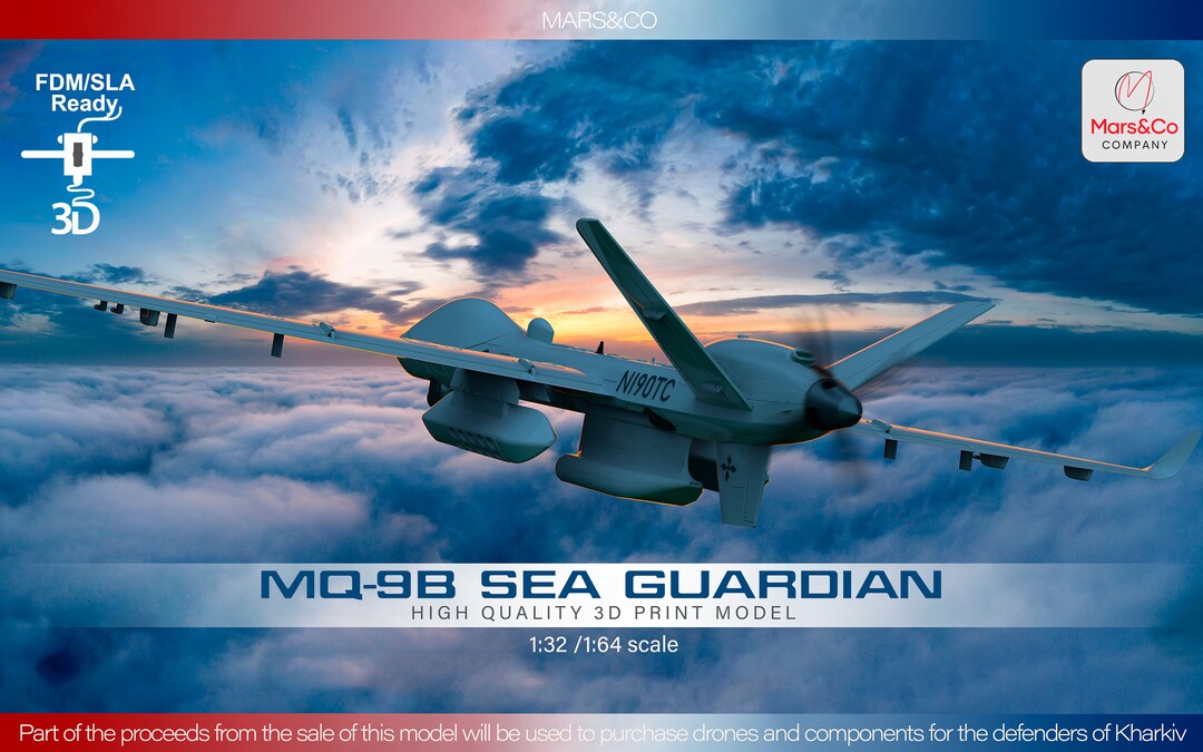 General Atomics MQ-9B Sea Guardian High Quality 3D Print Model STL ...