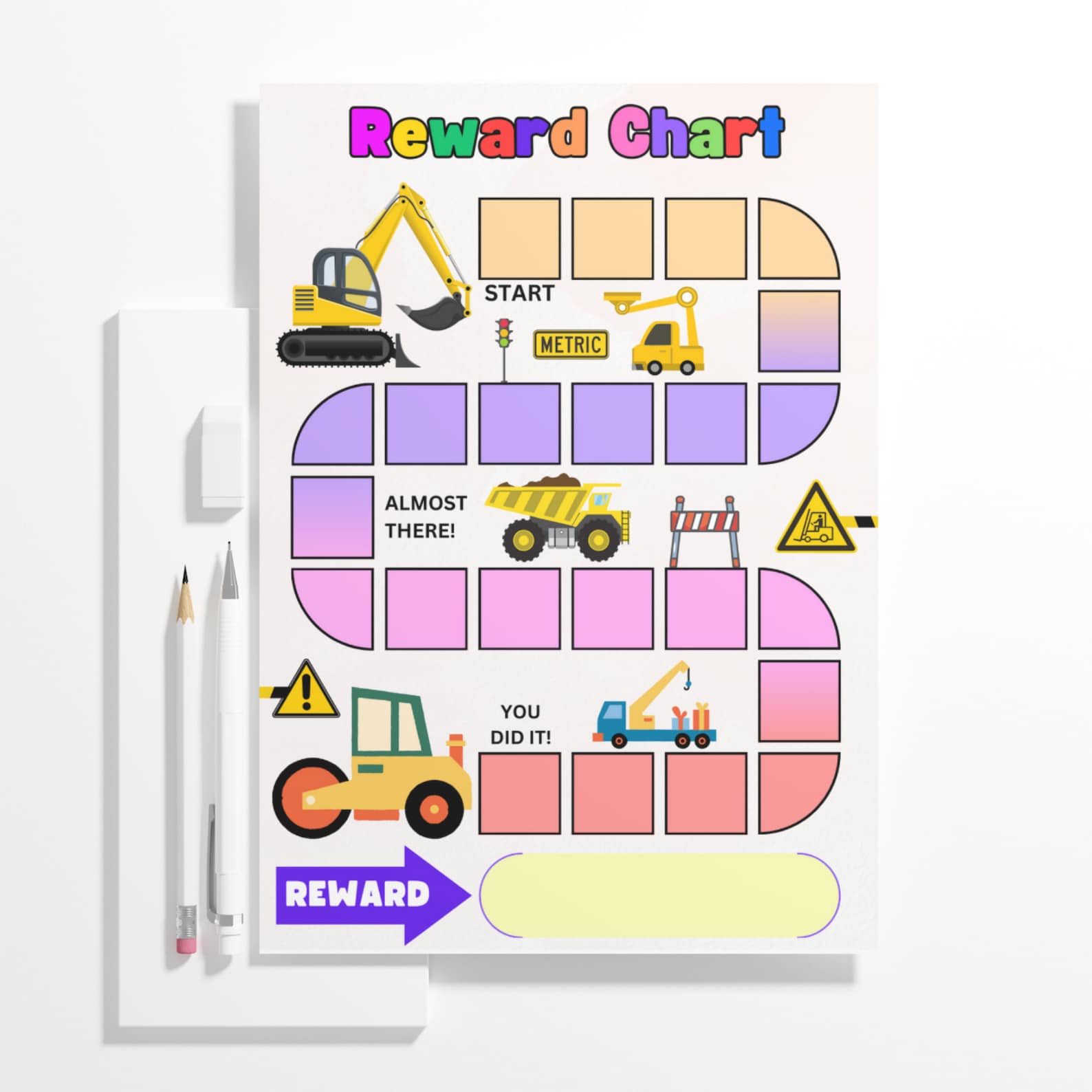 Construction Reward Chart, Printable Behavior Tracker (digital Download ...