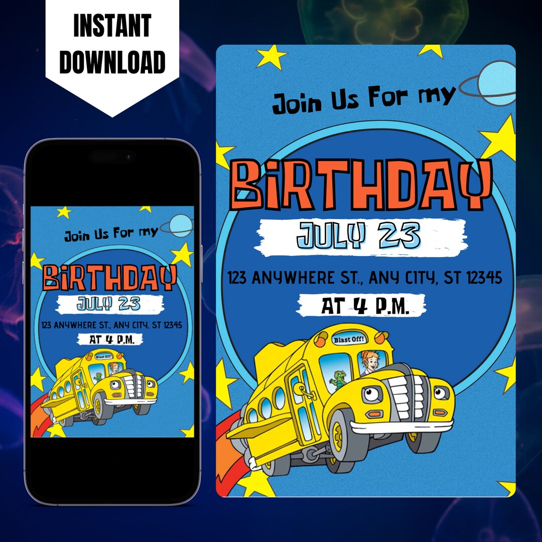 Editable the Magic School Bus Invitation, the Magic School Bus Birthday ...