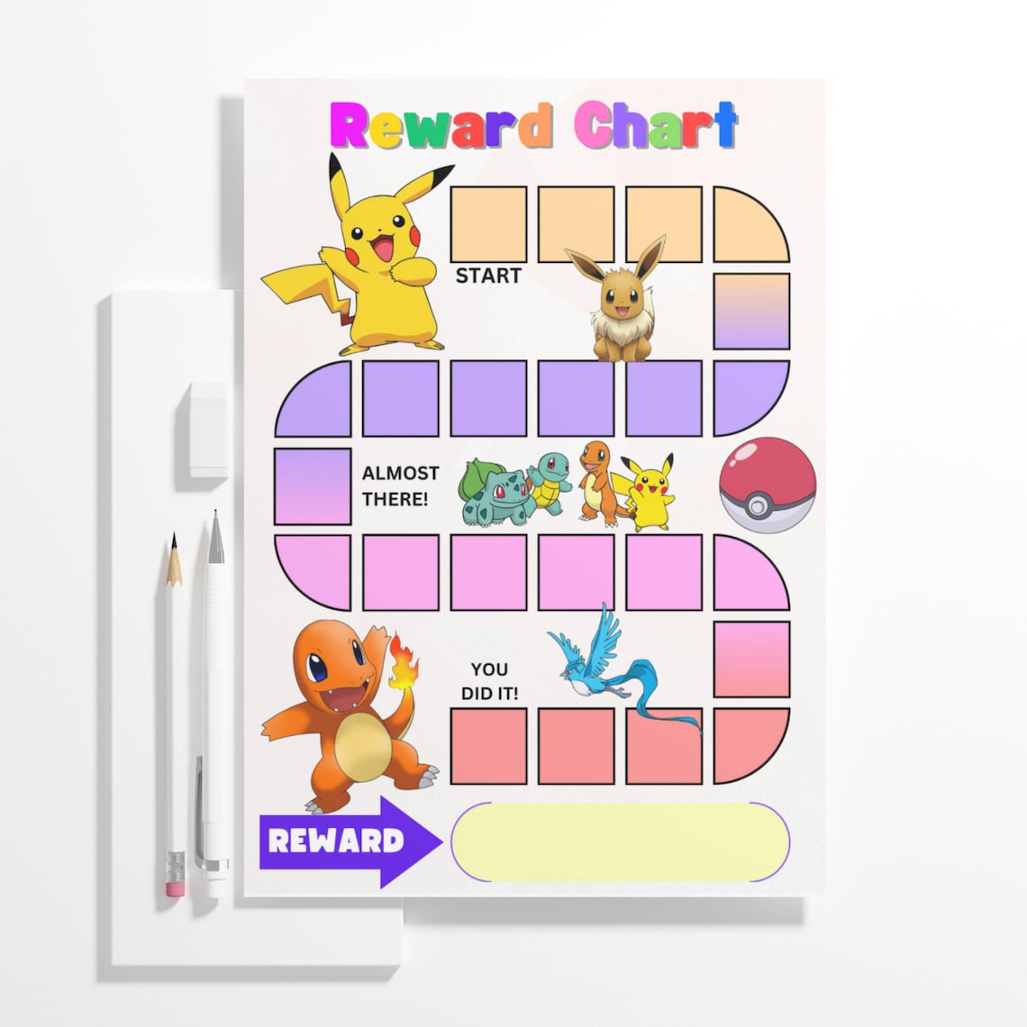 Pokemon Reward Chart, Printable Pokemon Behavior Chart, Digital Pikachu ...