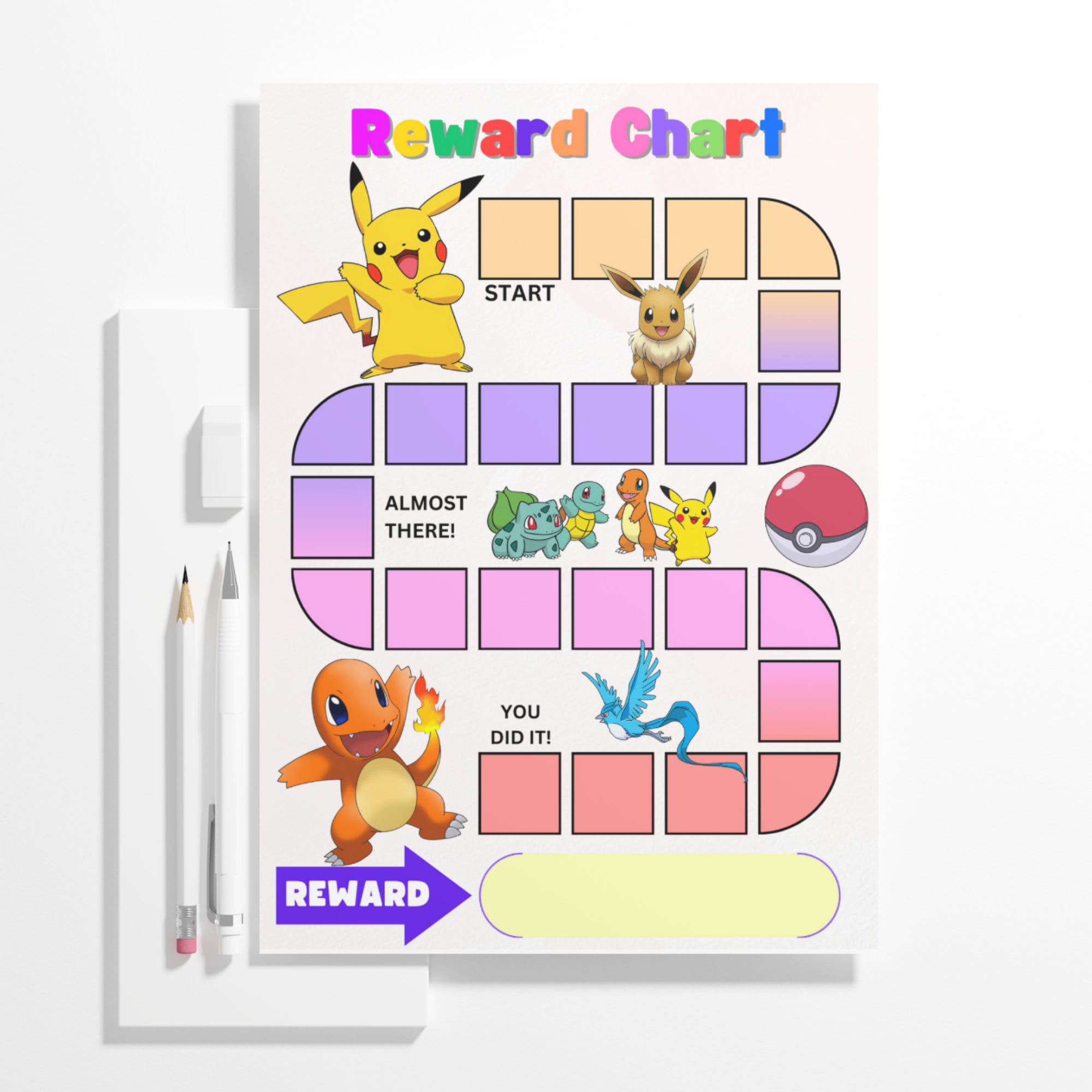 Pokemon Reward Chart, Printable Pokemon Behavior Chart, Digital Pikachu ...