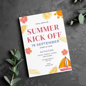 Editable Summer Kick off Party Invite, Digital End of Summer Party ...