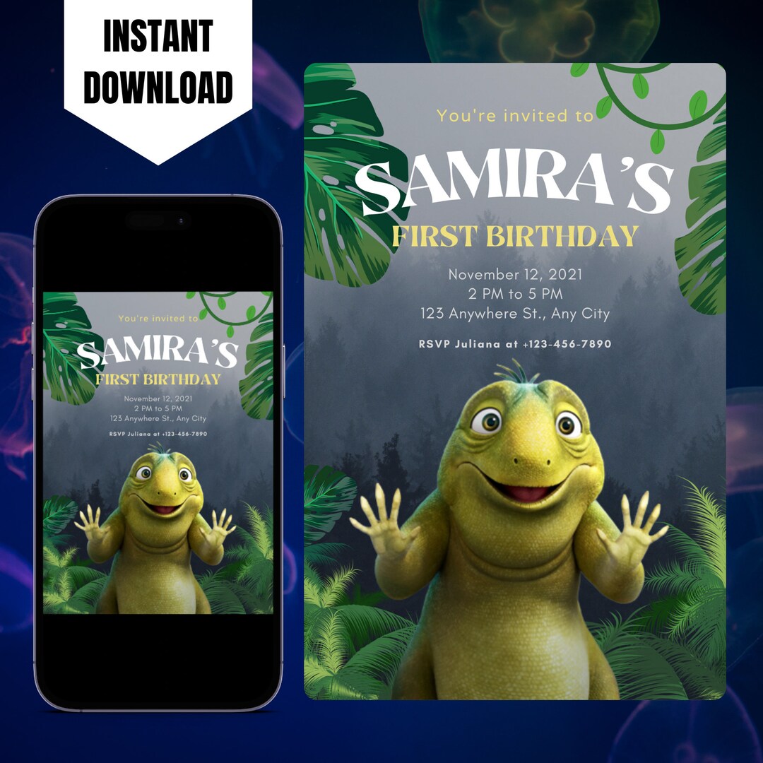 Editable Leo Lizard Birthday Invitation: Printable Canva Template - Etsy