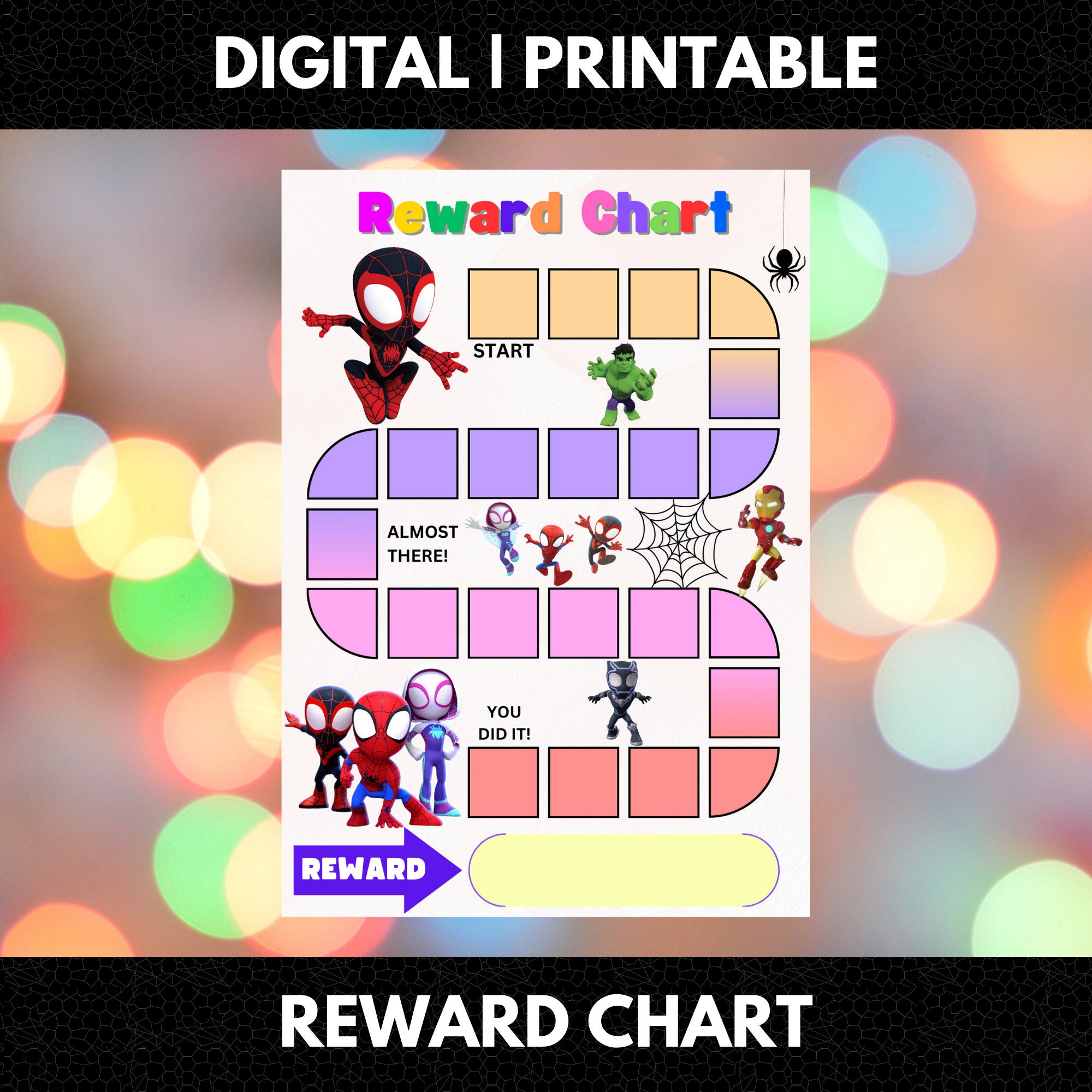 Spidey Reward Chart, Printable Spidey Behavior Chart, Digital Spidey ...