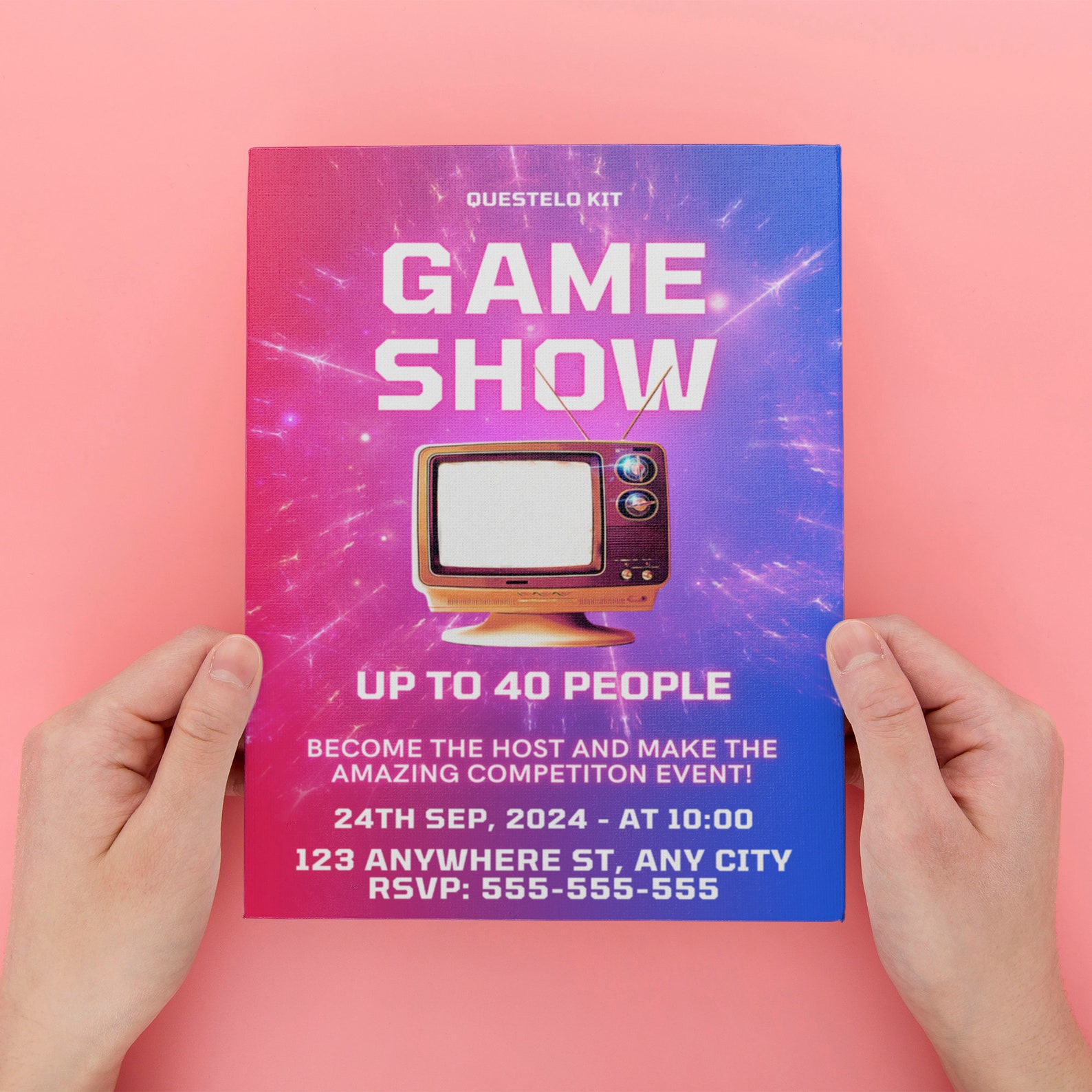 Editable Game Show Birthday Invitation, Digital Game Night Invitation ...