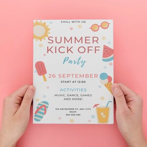 Editable Summer Kick off Party Invite, Digital End of Summer Party ...