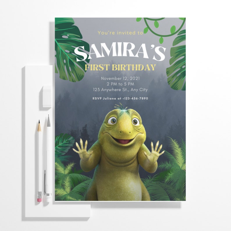 Editable Leo Lizard Birthday Invitation: Printable Canva Template - Etsy