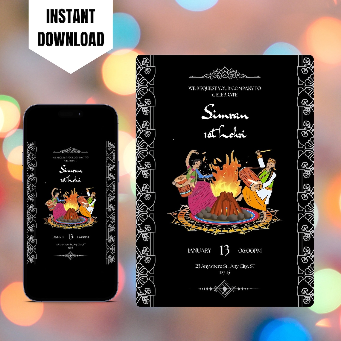Editable Lohri Invitation Printable First Lohri Invite - Etsy