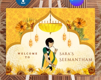 Editable Seemantham Ceremony Sign Template: Printable Baby Shower Decor ...