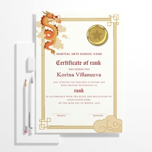 Editable Certificate of Rank, Rank Certificate, Digital Downloads ...