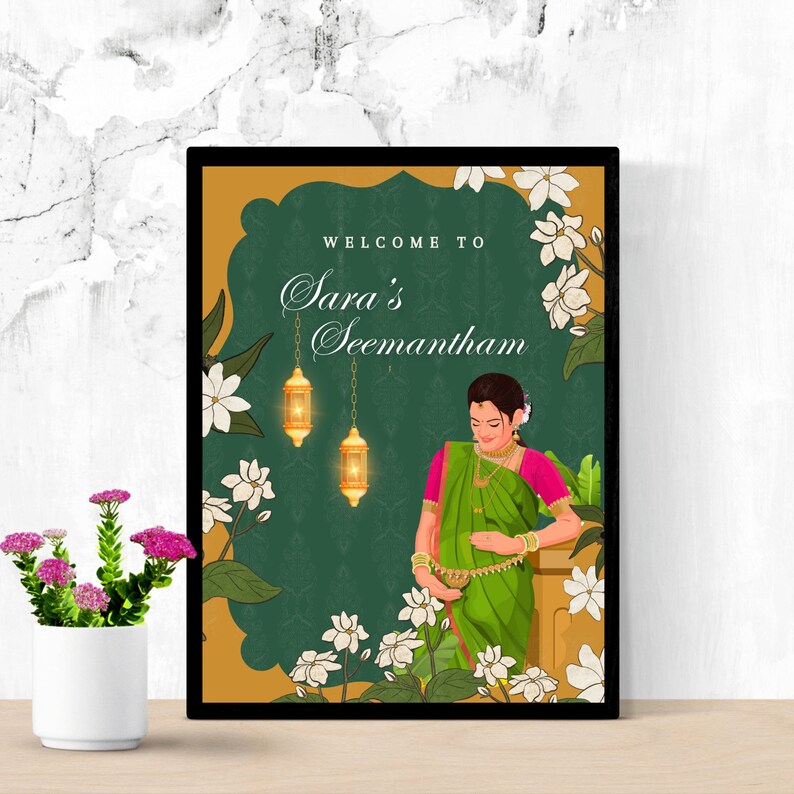 Editable Sreemantham Ceremony Sign Template, Seemantham Decor Printable ...