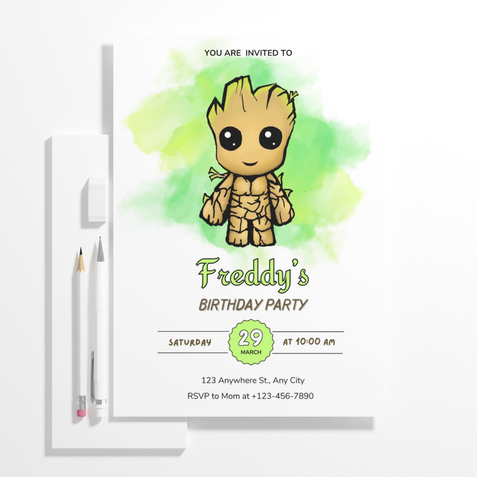 Editable Groot Birthday Invitation Printable Groot Invite - Etsy