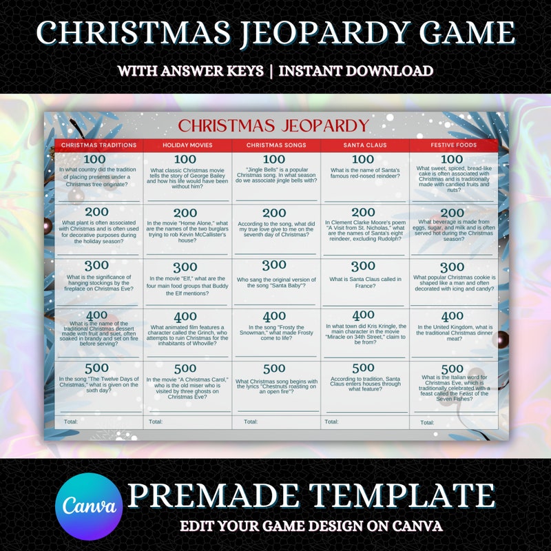 Jeopardy Christmas Games Instant Download - Etsy
