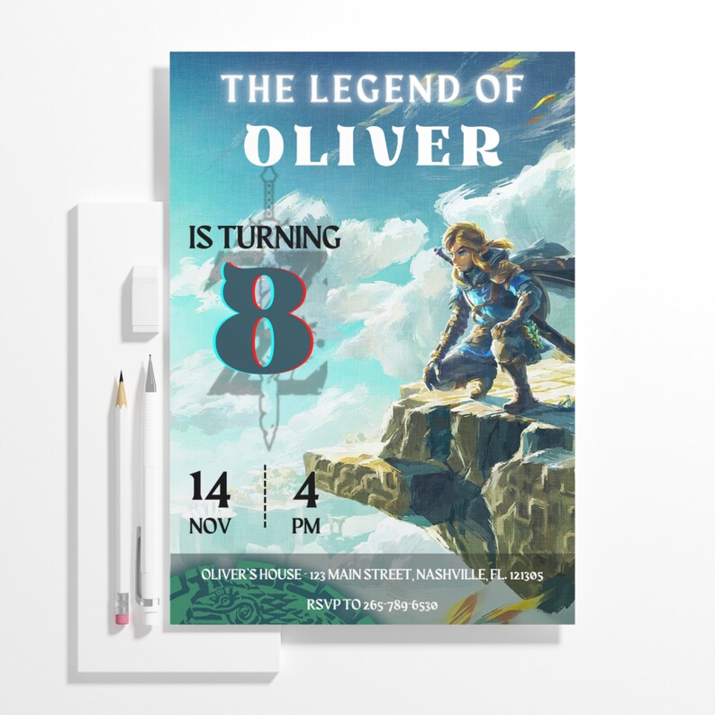 Editable the Legend of Zelda Birthday Invitation, Printable Zelda Tears ...