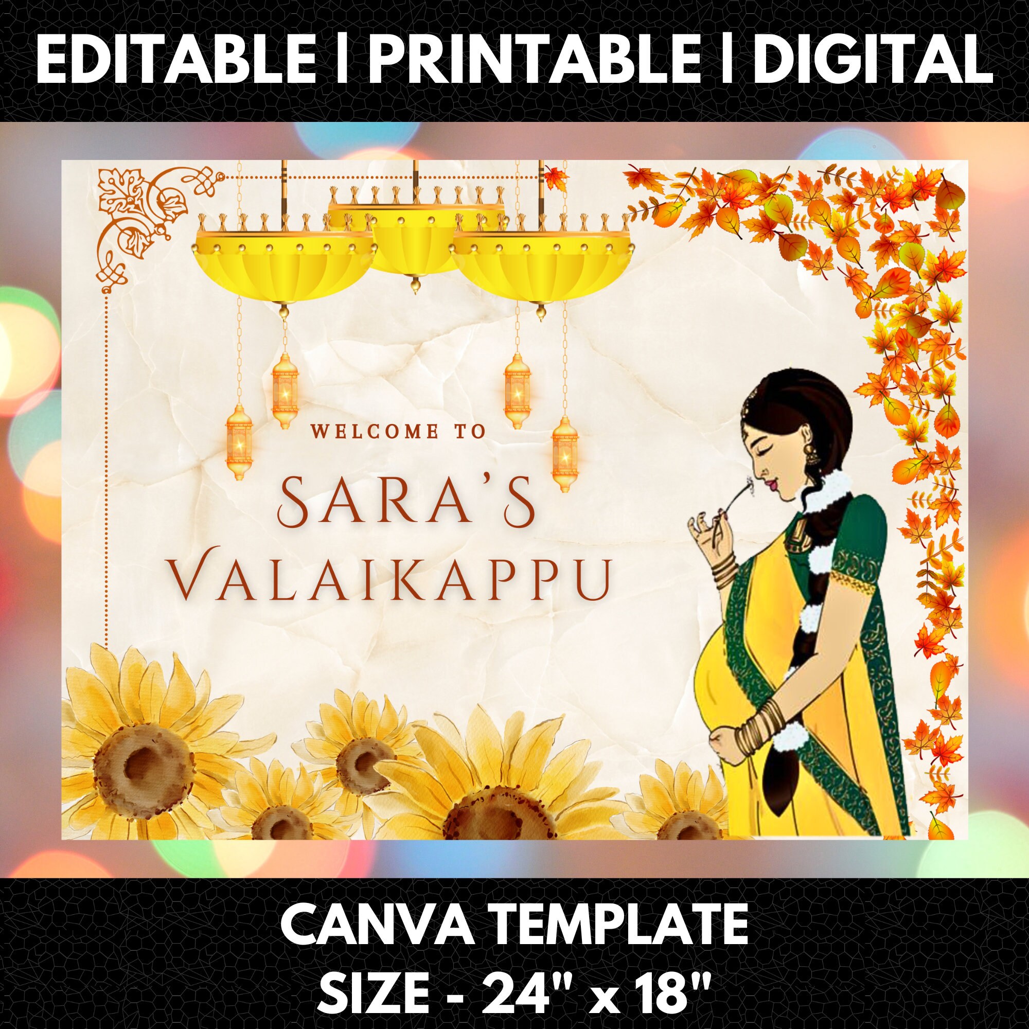 Editable Valaikappu Welcome Sign Template Valaikappu Sign Printable ...