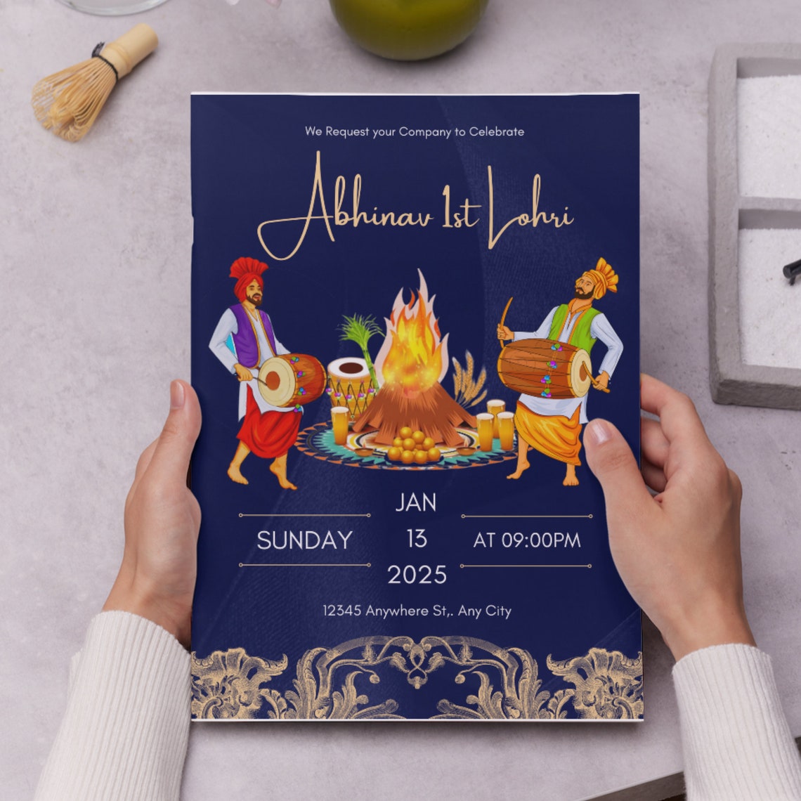 Editable Lohri Invitation, Printable First Lohri Invite, Digital Lohri ...