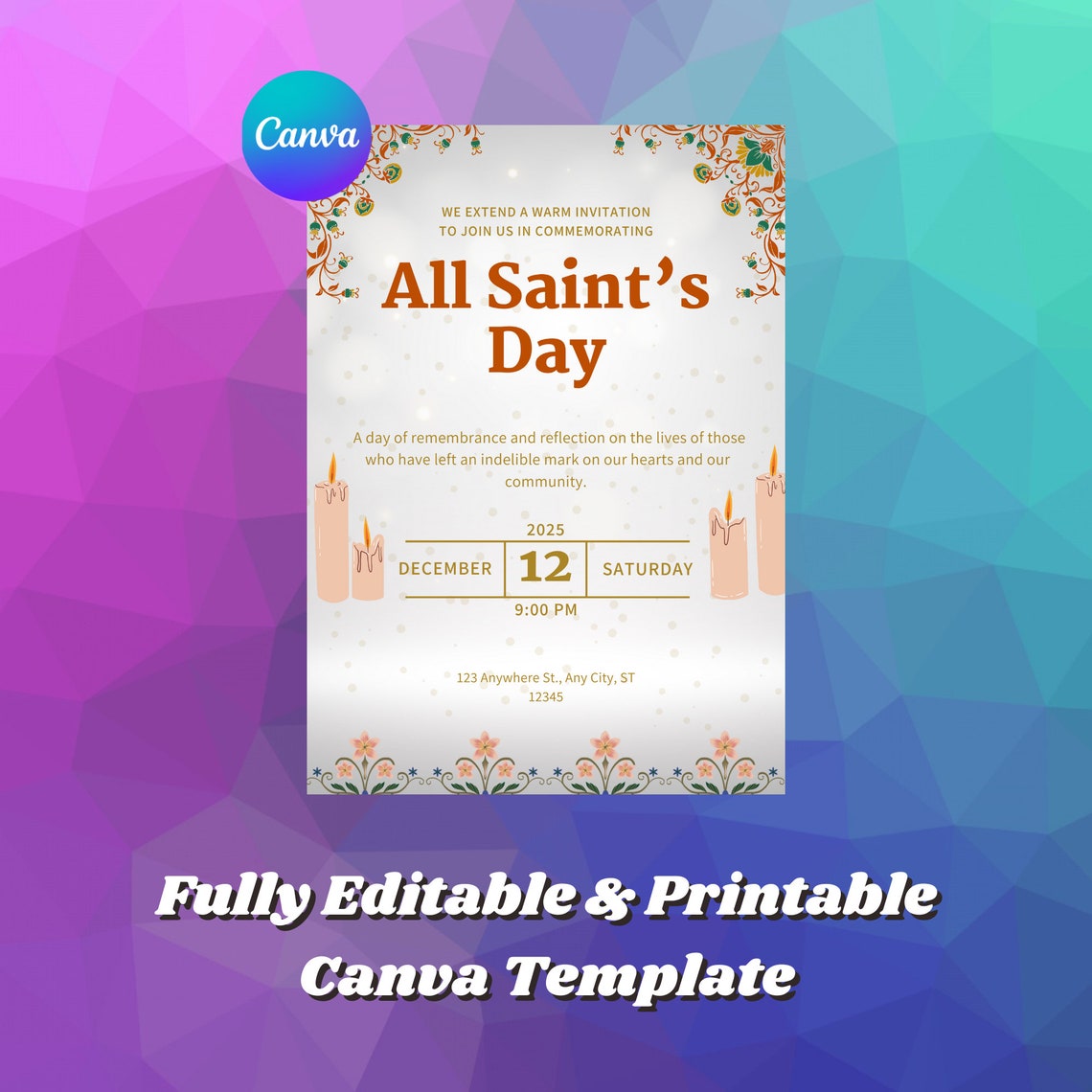 Editable All Saints Day Invitation Template - Etsy