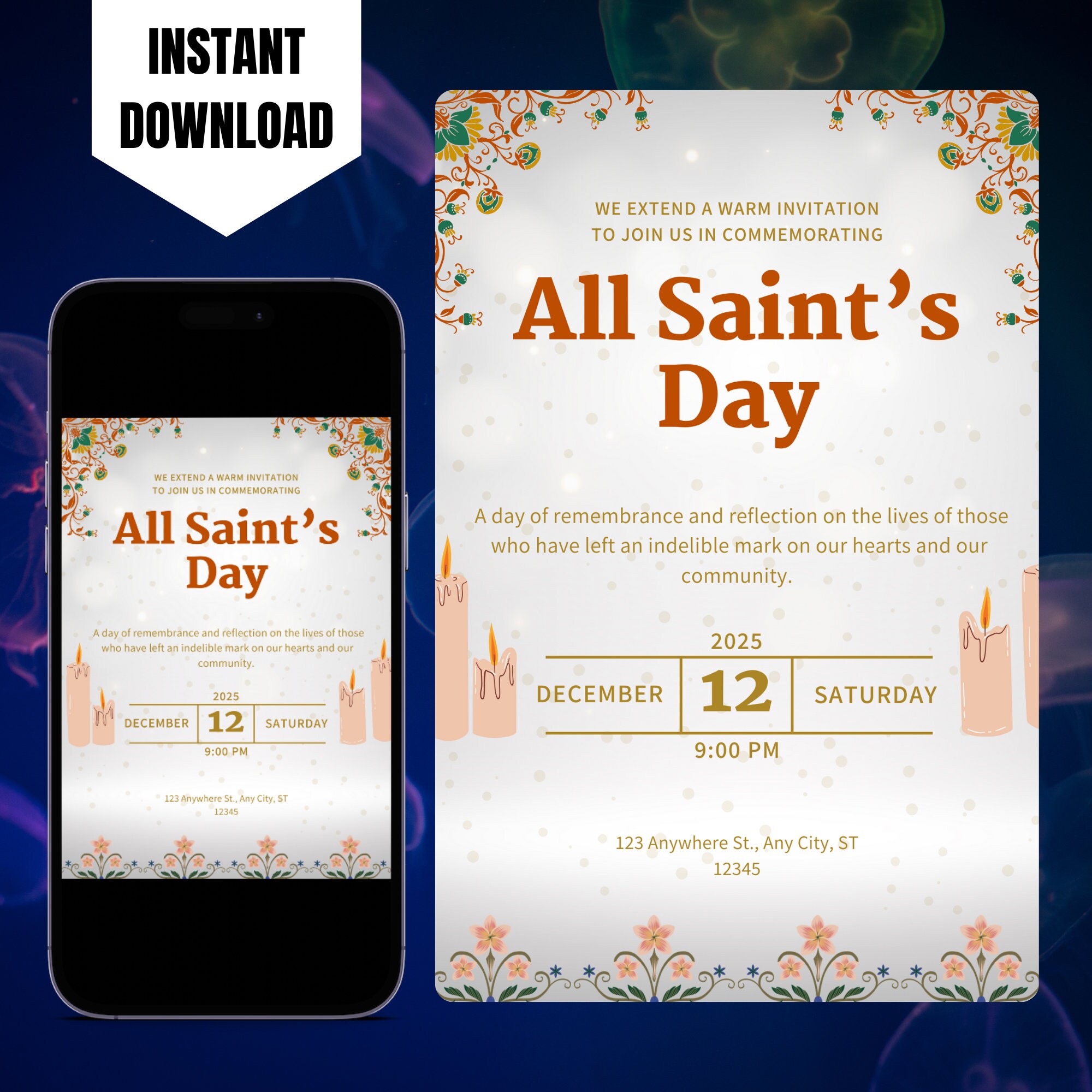 Editable All Saints Day Invitation Template - Etsy