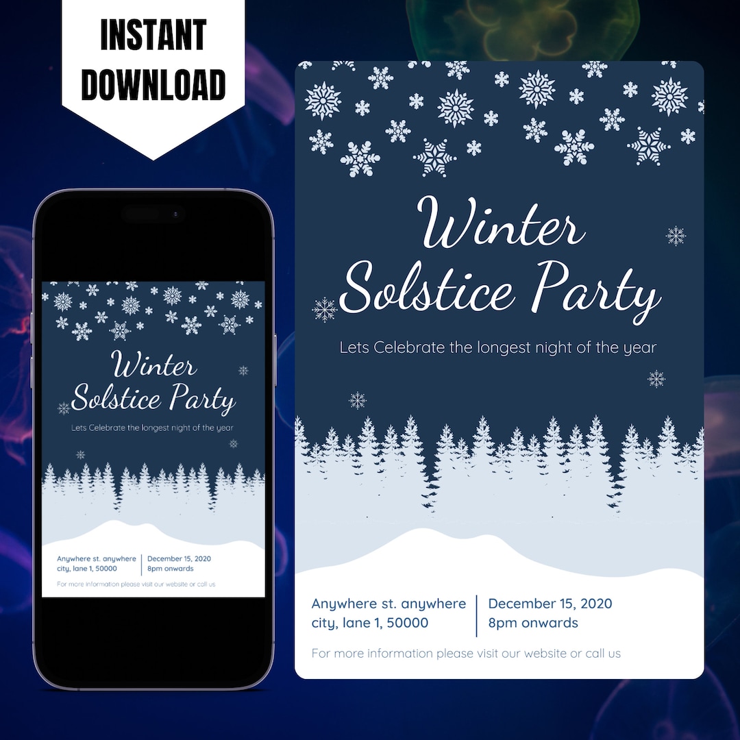 Editable Winter Solstice Party Invitation, Winter Solstice Invite ...