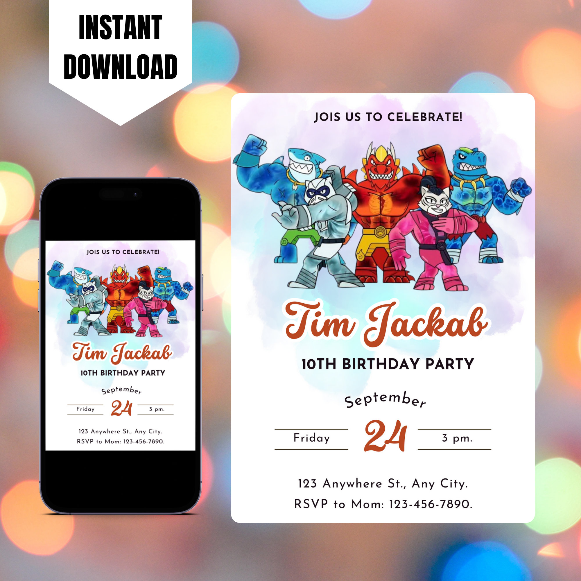Editable Goo Jit Zu Birthday Invitation, Printable Goo Jit Zu Invite ...