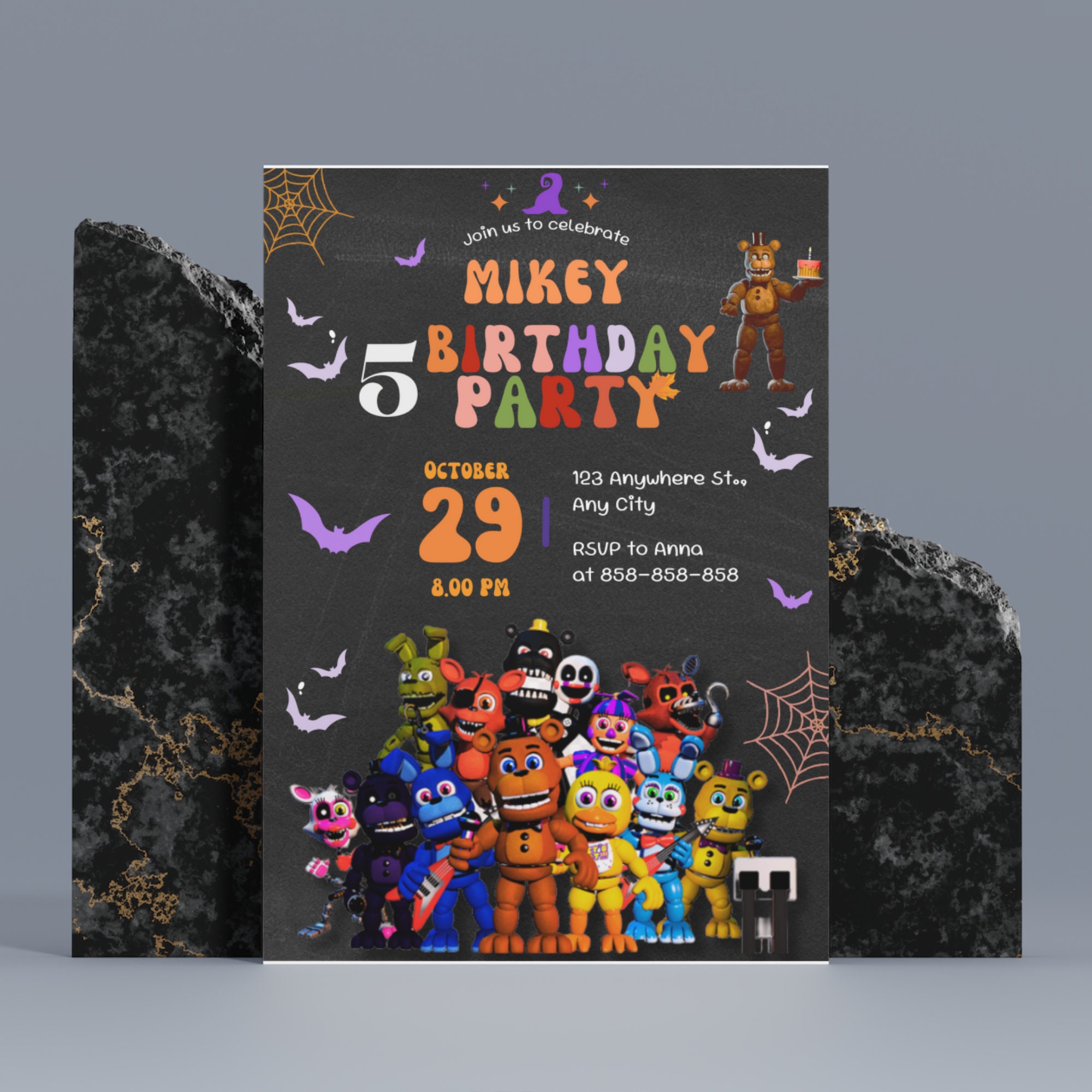 Editable Five Nights at Freddy's Invitation Five Nights - Etsy