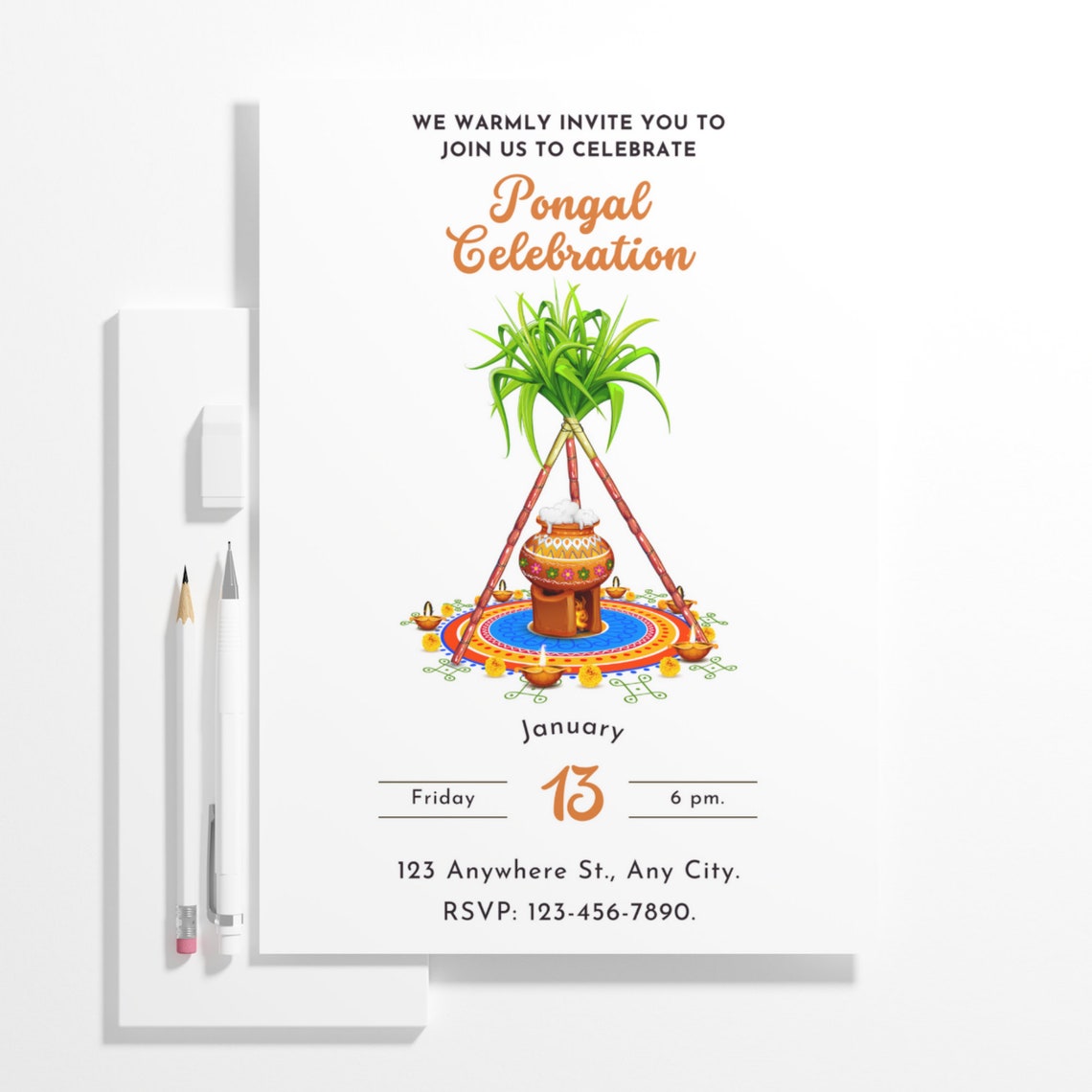 Editable Pongal Invitation Printable Pongal Celebration - Etsy