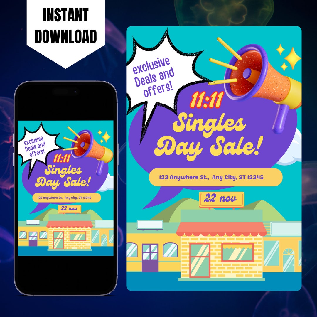 Editable Singles Day Sale Invitation, Digital Singles Day Sale Flyer ...
