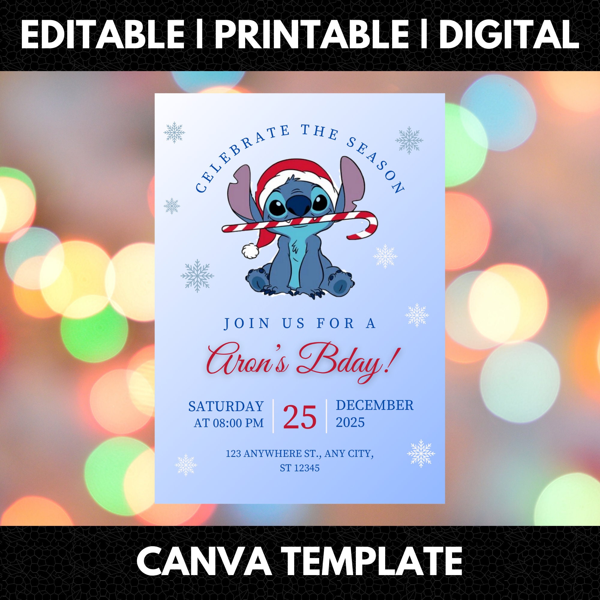 Editable Stitch Birthday Invitation Template, Printable Stitch Birthday ...