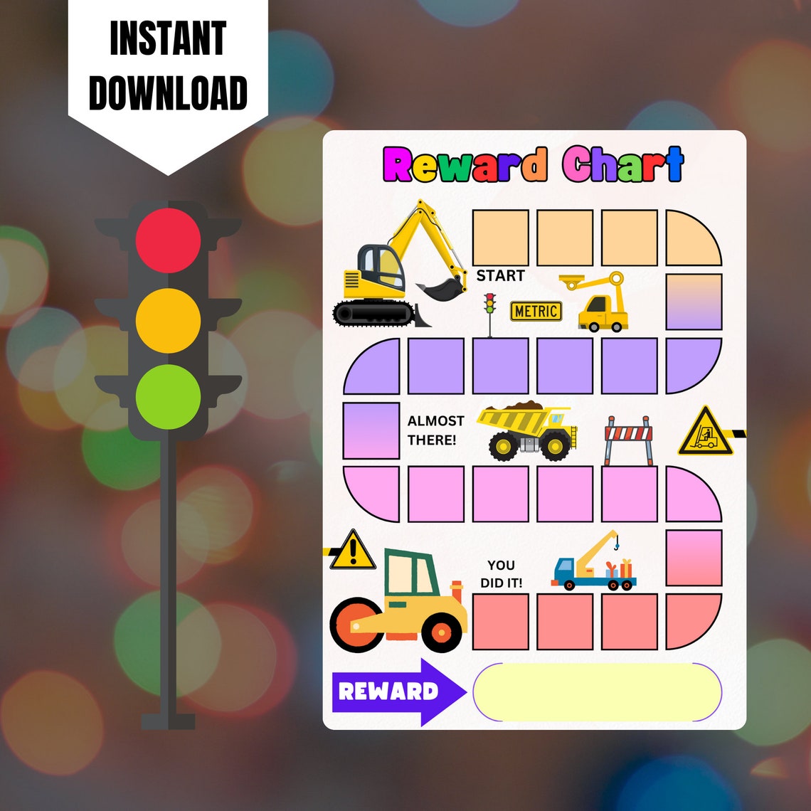 Construction Reward Chart, Printable Construction Behavior Chart ...