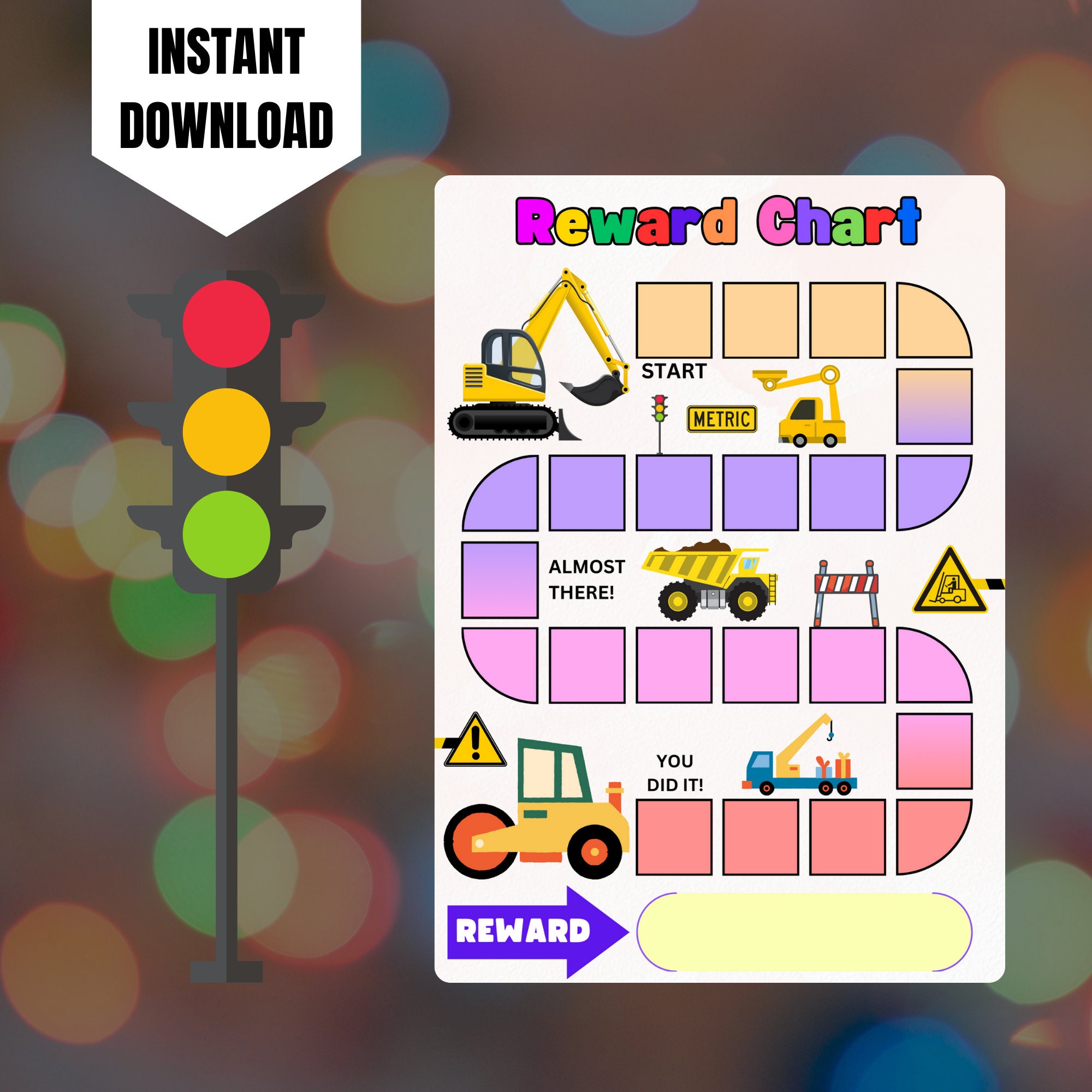 Construction Reward Chart, Printable Construction Behavior Chart ...