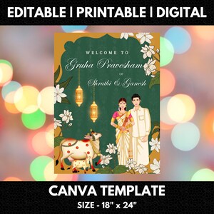 Editable Gruhapravesham Welcome Sign: Indian Housewarming Poster - Etsy
