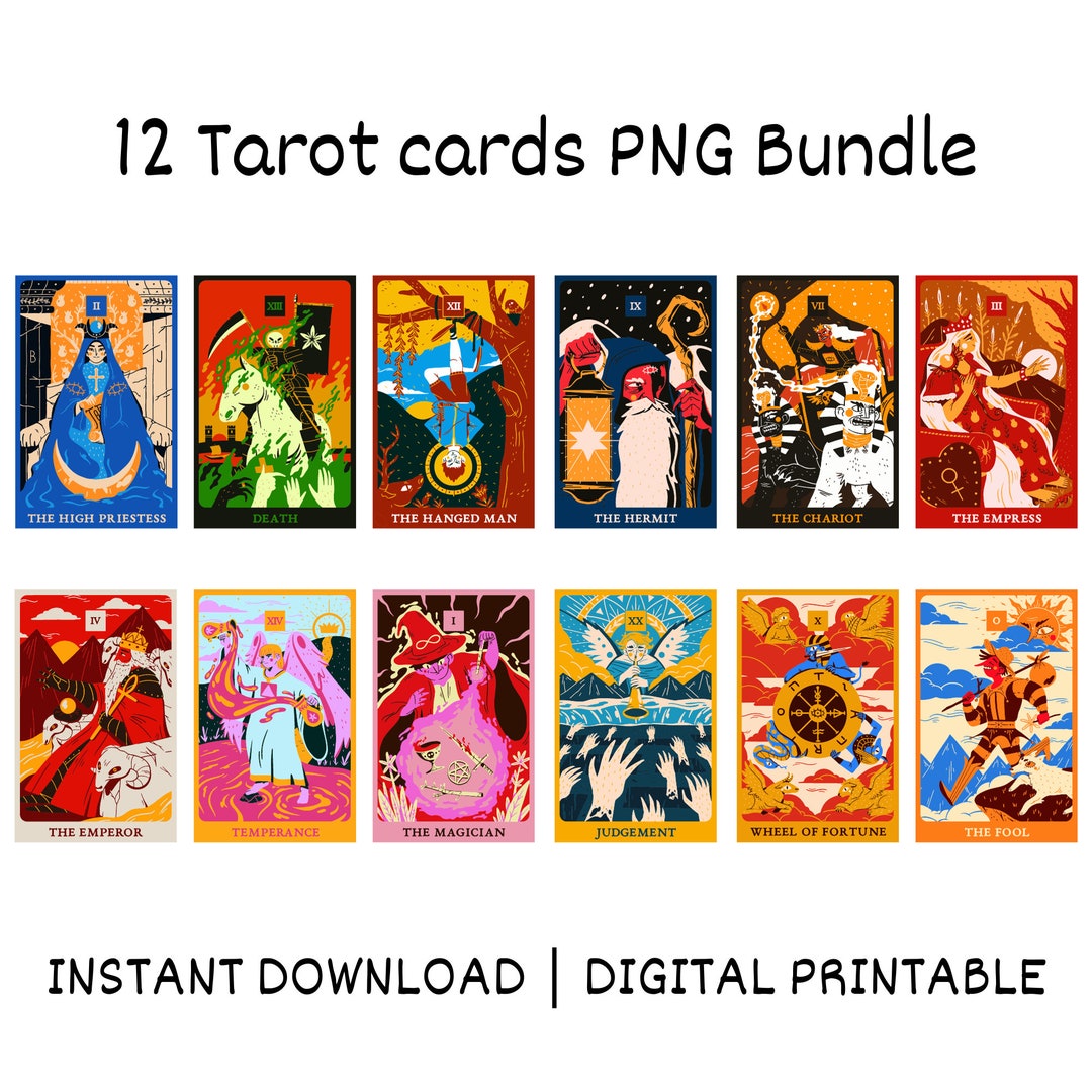 Editable 12 Characters Tarot Card Bundle Template, Printable Tarot Card ...