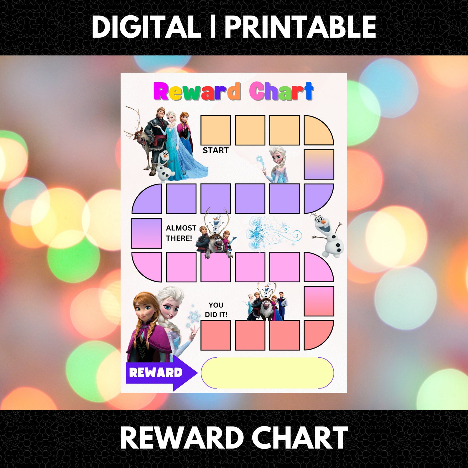 Frozen Reward Chart, Printable Frozen Behavior Chart, Digital Elsa ...